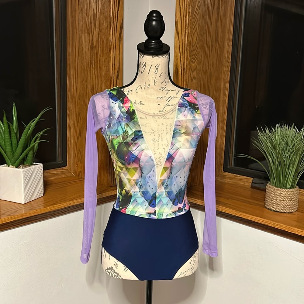 Eleve Dance Costume Leotard Multicolored W/ Rhineston… - Gem